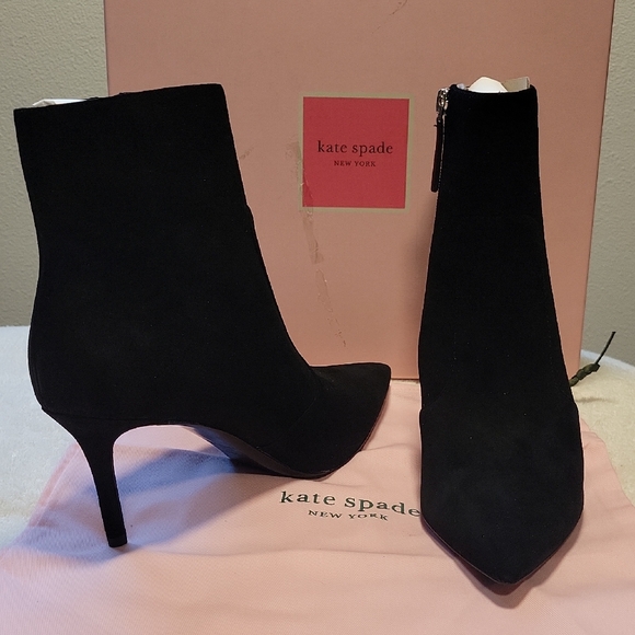 kate spade | Shoes | Kate Spade Vikki Suede Leather Heeled Boots With ...